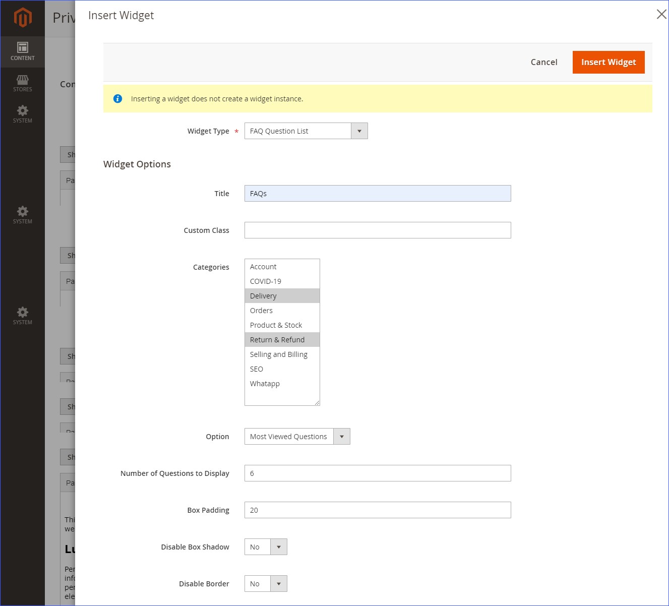 How to Add FAQ Question List Widget to a Page in Magento 2 - Magezon