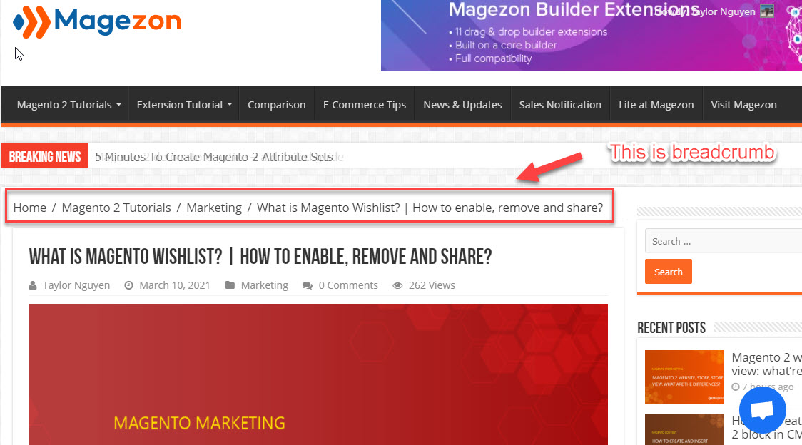 How to Show/Remove and Add Breadcrumbs to Custom Page in Magento 2